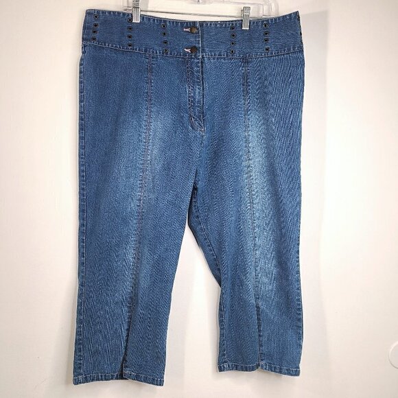 Vintage | Jeans | Vtg 9s Y2k Capri Split Front Studded Denim Jeans Size ...